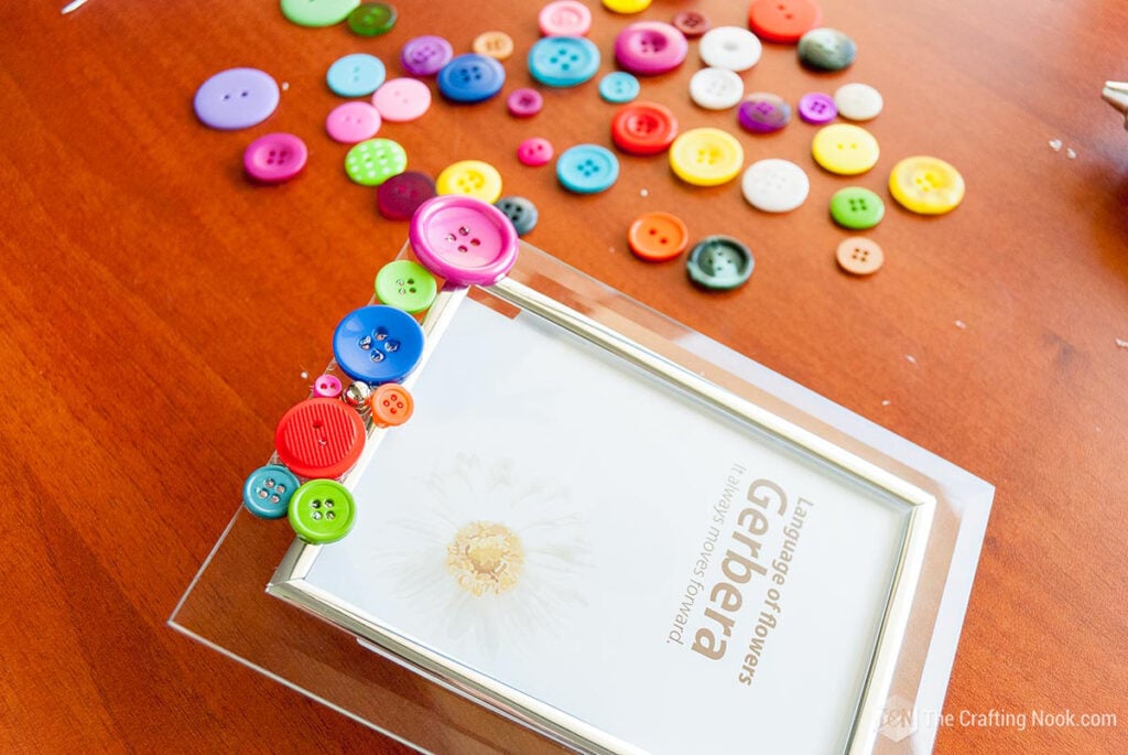 DIY Colorful Buttons Photo Frame - The Crafting Nook