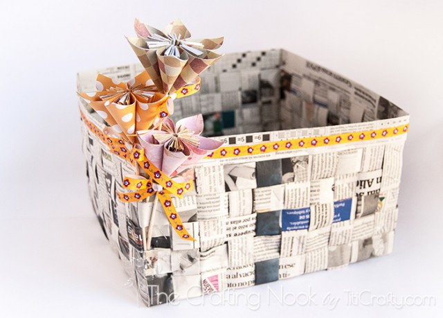 DIY Newspaper Basket - The Crafting Nook
