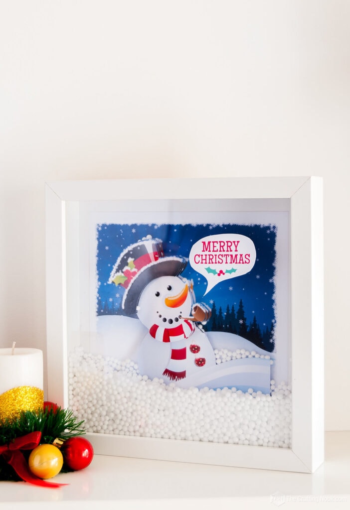 DIY Paper Cut Snowman Shadow Box - The Crafting Nook