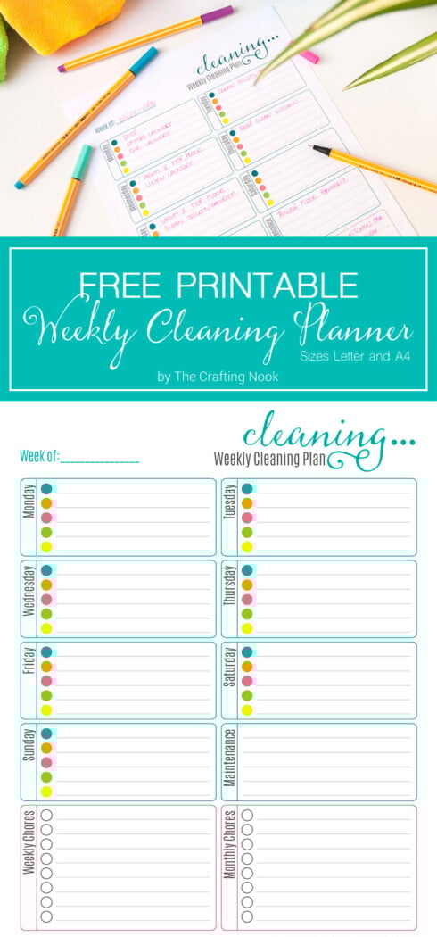 Free Weekly Cleaning Planner Printable (Available in Size Letter and A4 ...