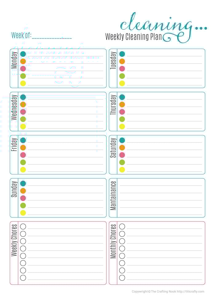 Free Weekly Cleaning Planner Printable (Available in Size Letter and A4 ...