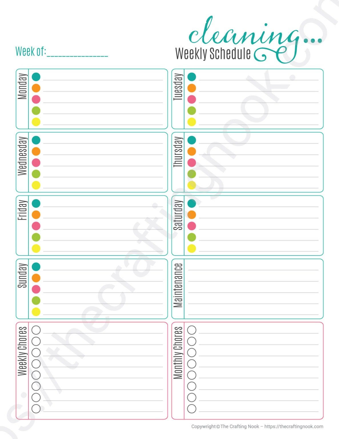 Free Printable Weekly Cleaning Schedule (Available in Size Letter and ...