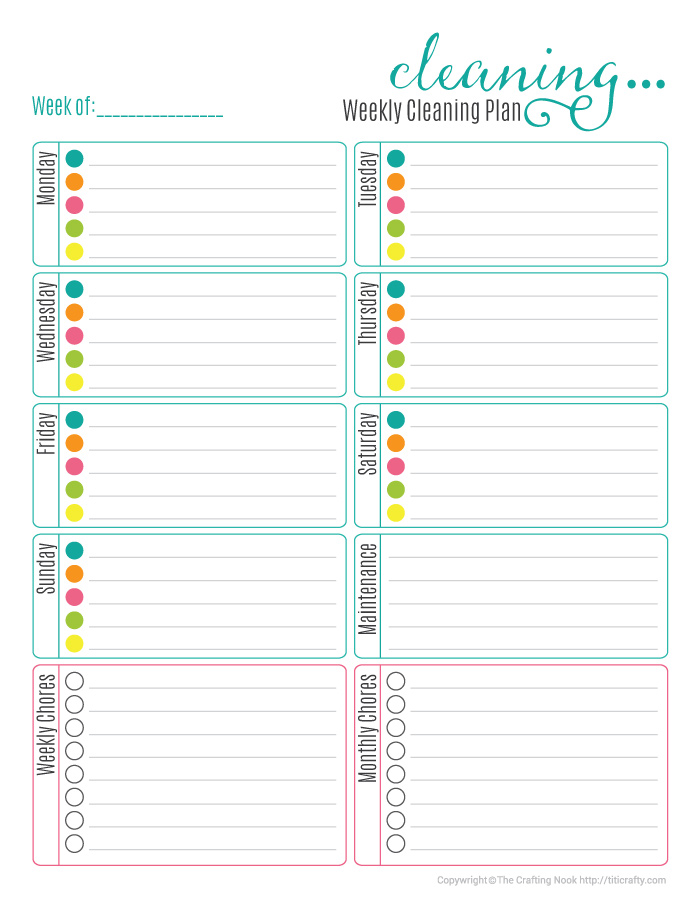 Free Weekly Cleaning Planner Printable (Available in Size Letter and A4 ...