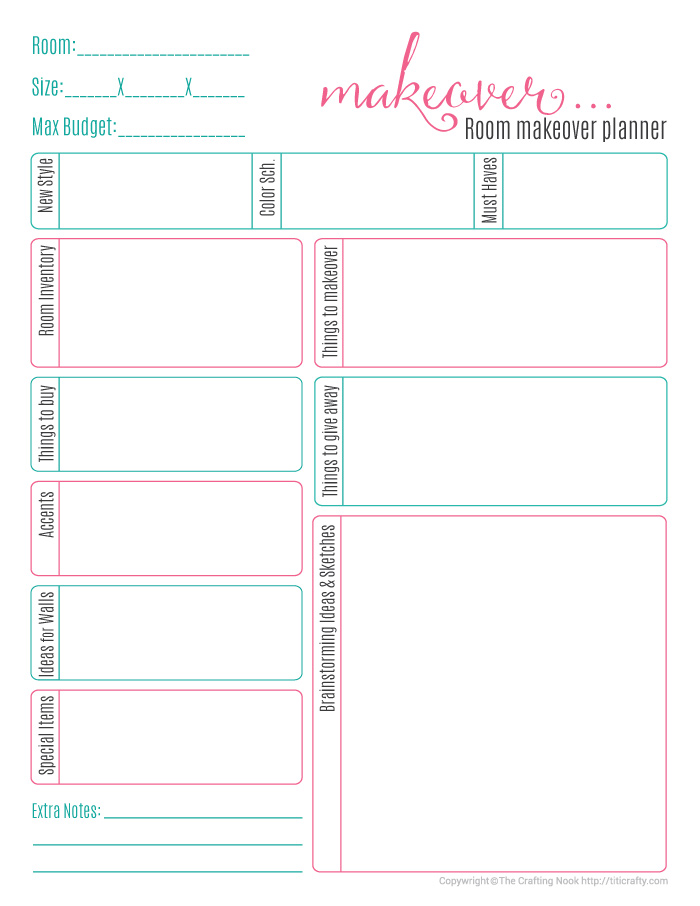 Free Room Makeover Planner Printable - The Crafting Nook