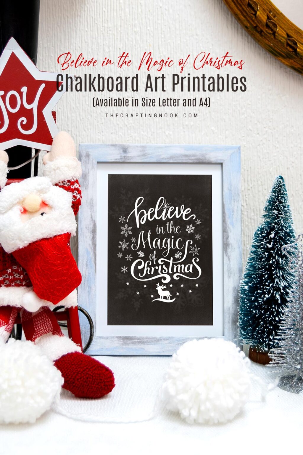 FREE Christmas Chalkboard Art Printables (Size Letter and A4) - The ...