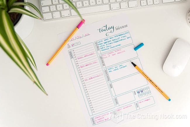 Free Today To Do Planner Printable (To stay focused) - The Crafting Nook