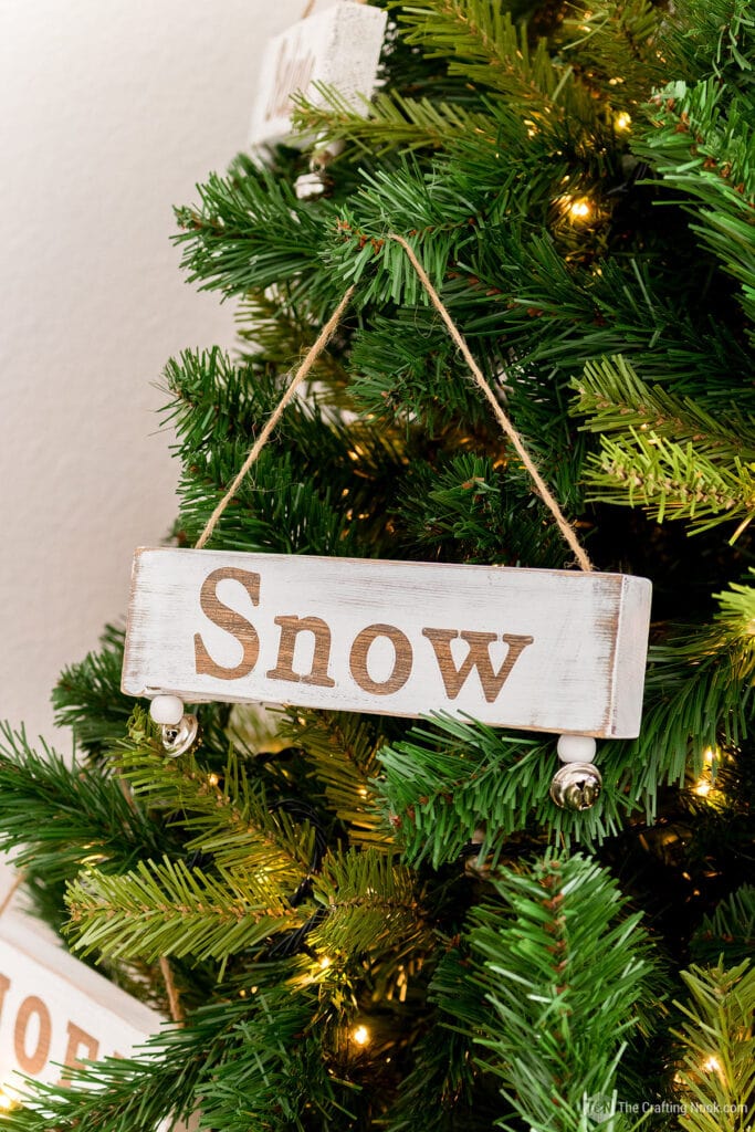 DIY Mini Christmas Wood Sign Ornaments - The Crafting Nook