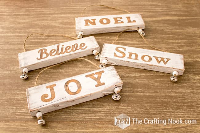 DIY Mini Christmas Wood Sign Ornaments - The Crafting Nook