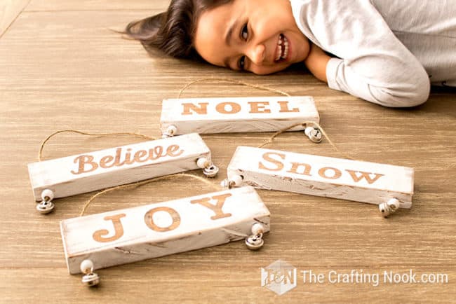 DIY Mini Christmas Wood Sign Ornaments - The Crafting Nook
