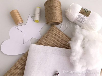 DIY Rustic Hearts and Stars Burlap Christmas Ornaments - The Crafting Nook