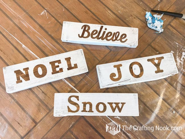 DIY Mini Christmas Wood Sign Ornaments - The Crafting Nook