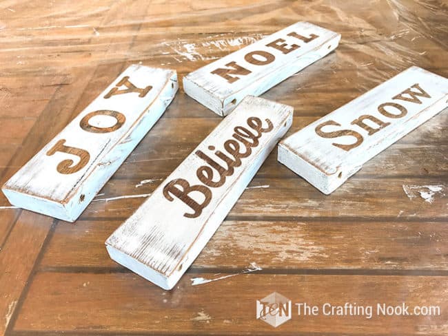 DIY Mini Christmas Wood Sign Ornaments - The Crafting Nook