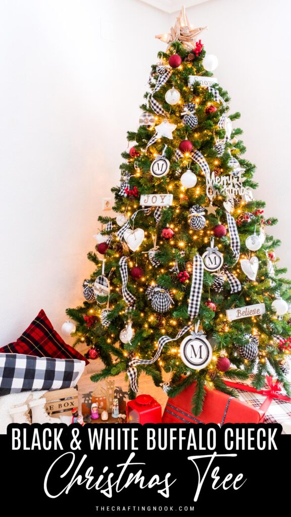 Black and White Buffalo Check Christmas Tree 2019 - The Crafting Nook