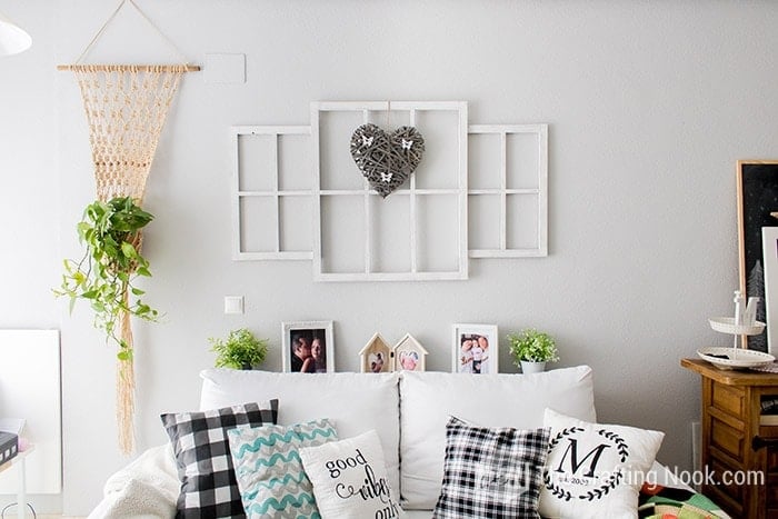 DIY Farmhouse style Window Frames Tutorial - The Crafting Nook