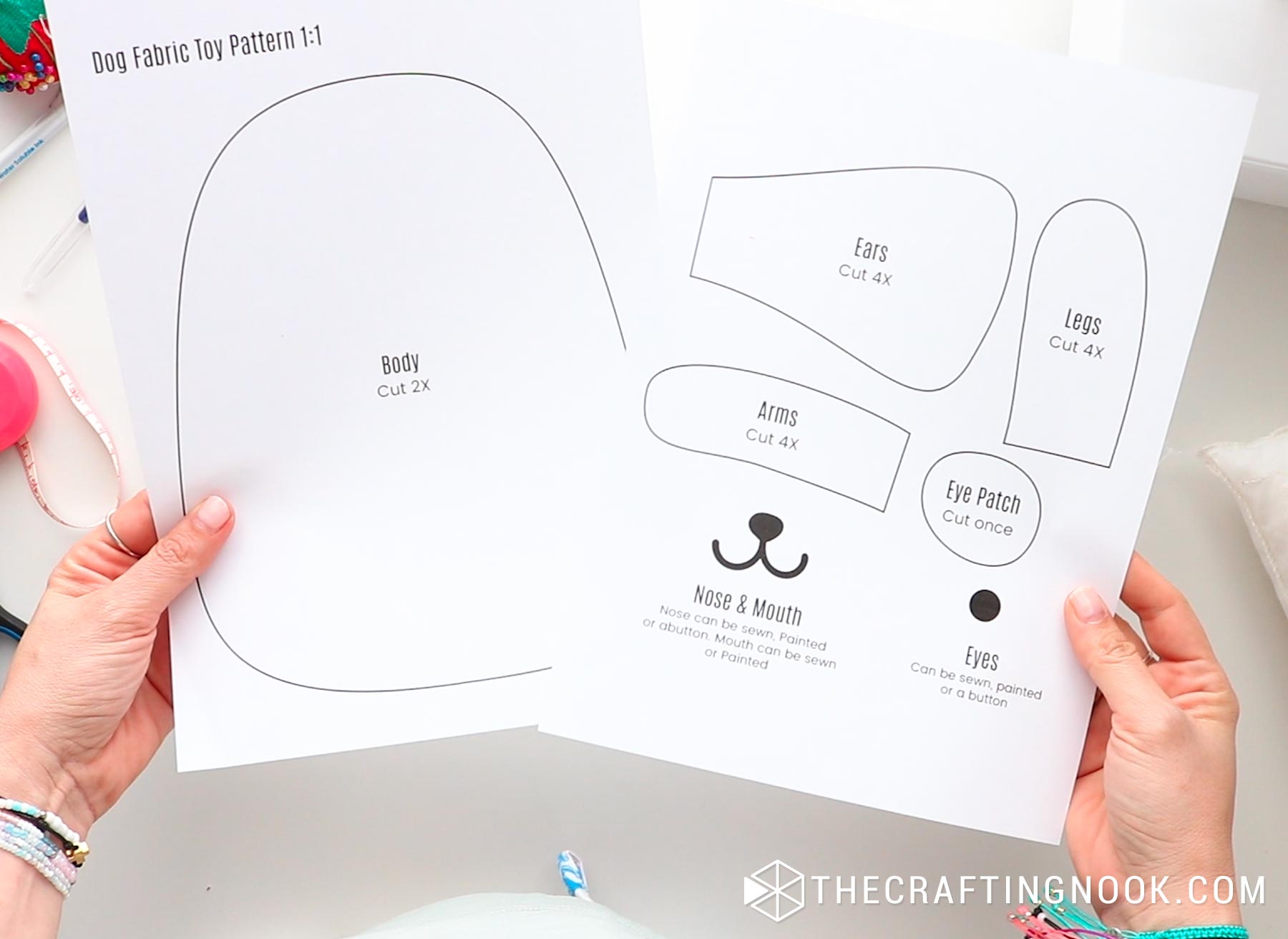 Free Stuffed Dog Sewing Pattern (Printable PDF) - The Crafting Nook