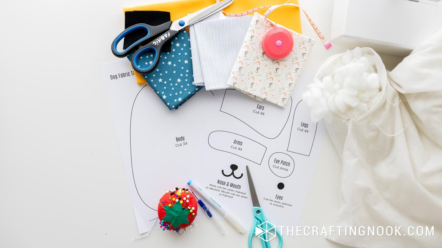 Free Stuffed Dog Sewing Pattern (Printable PDF) - The Crafting Nook